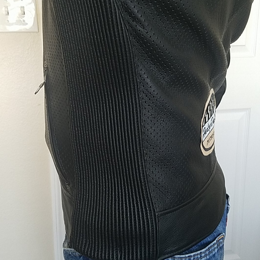 Hd Perforated Leather Black Motorcycle Jacket - Gem